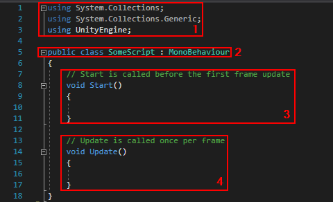 Unity c# standard script struktur