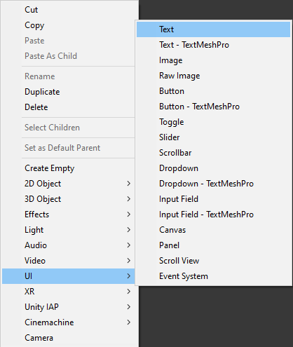 Unity opret ny UI-tekst