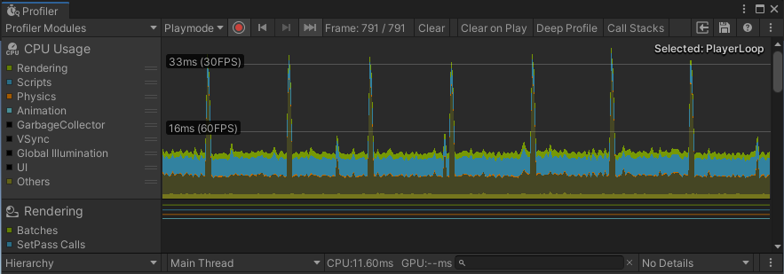 Unity Profiler vindue