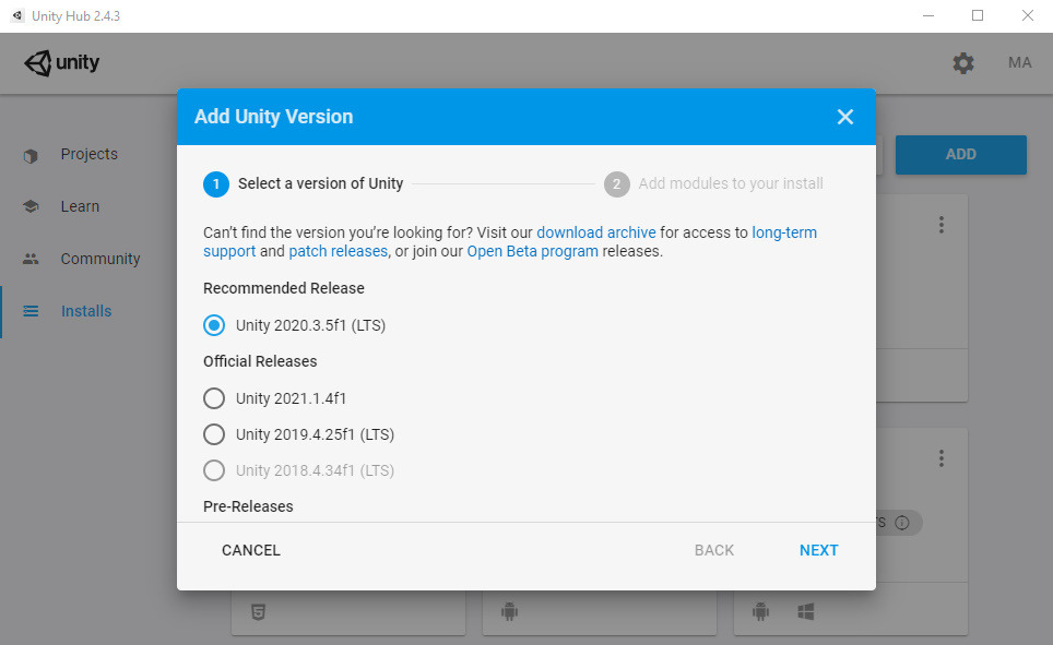 Unity Hub Unity Installation